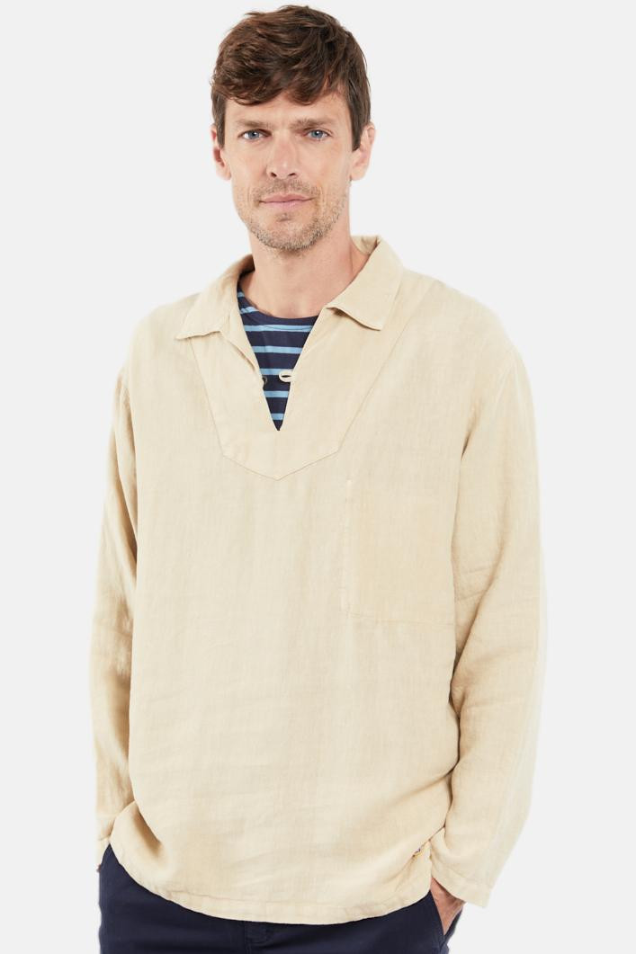 Armor Lux Leinenhemd Fischerhemd Vareuse Leinen Beige | Hanseheld.de