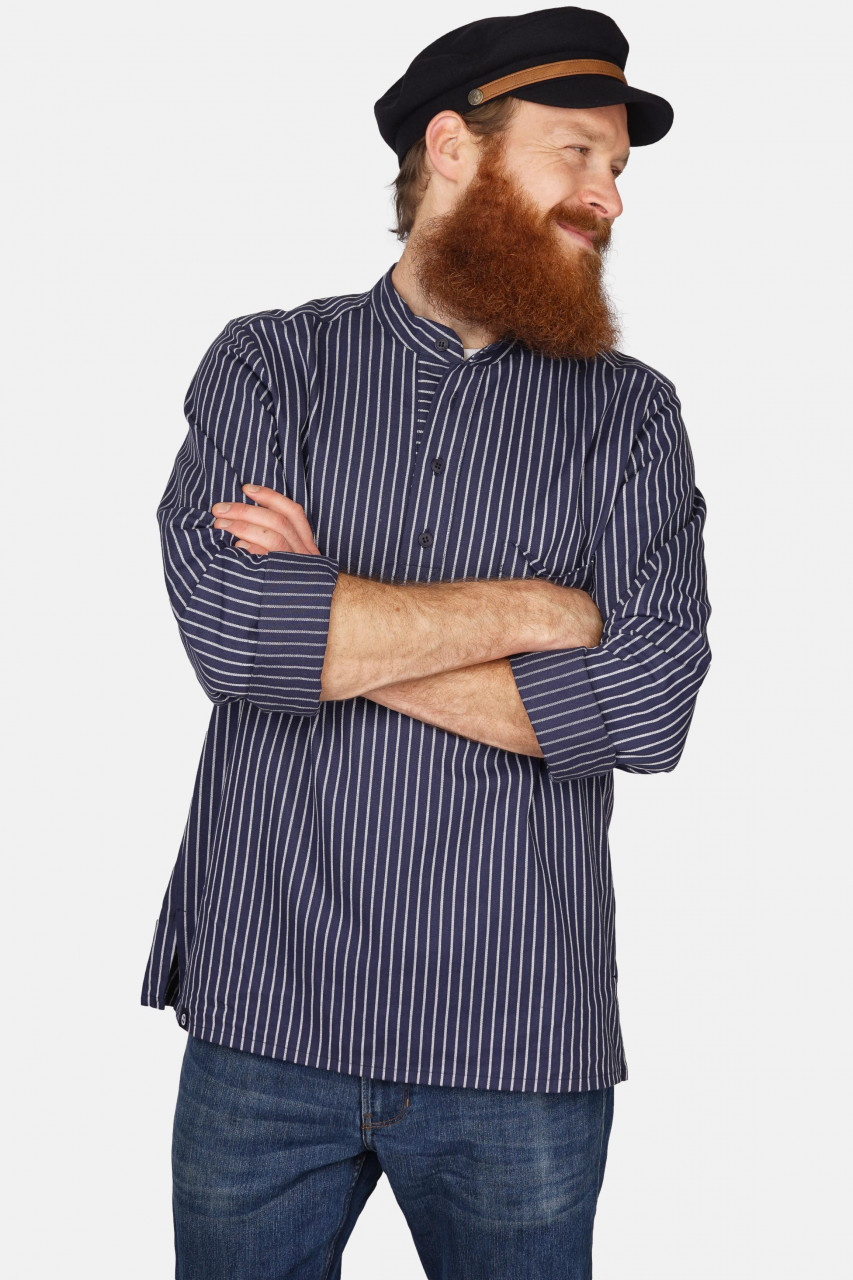 Hanseheld Fischerhemd Blau Breit Gestreift | Hanseheld.de