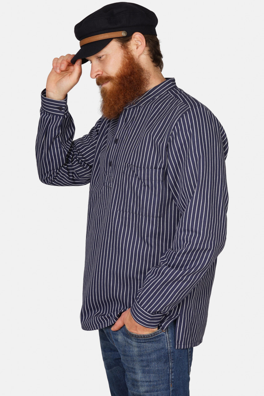 Hanseheld Fischerhemd Blau Breit Gestreift | Hanseheld.de