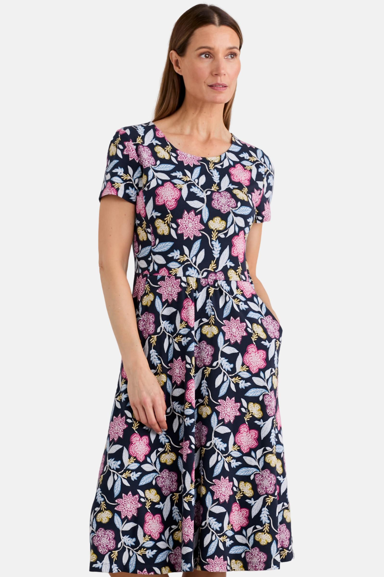 Seasalt Cornwall Kleid April Damen Blau Rosa Blumen | Hanseheld.de