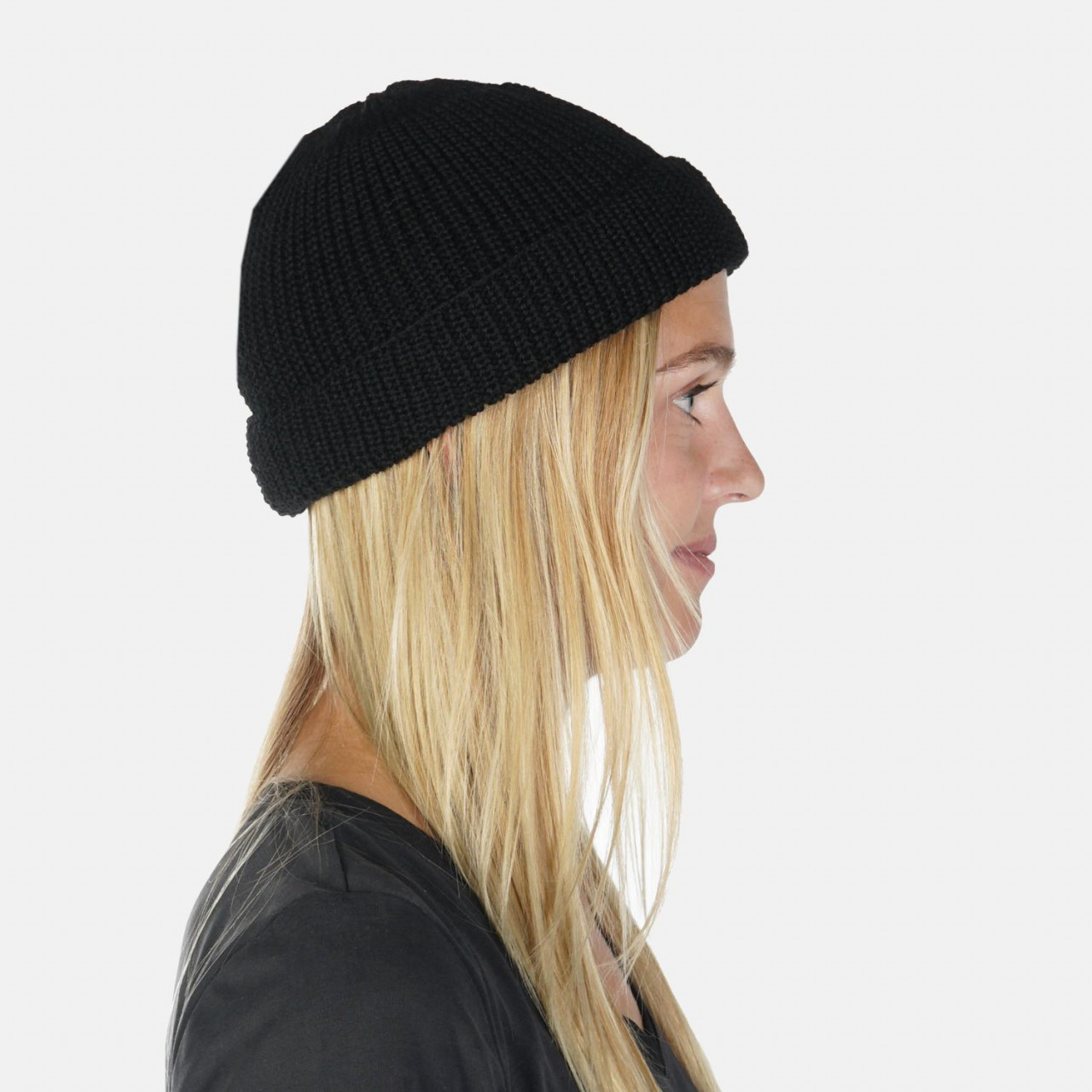 Hanseheld Strickmütze Seebär Dockermütze Seemannsmütze kurz und flach - Schwarz | Hanseheld.de